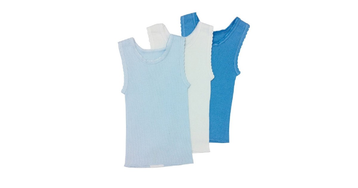 4Baby 3 Pack Singlet Cotton Blue | Baby Bunting NZ