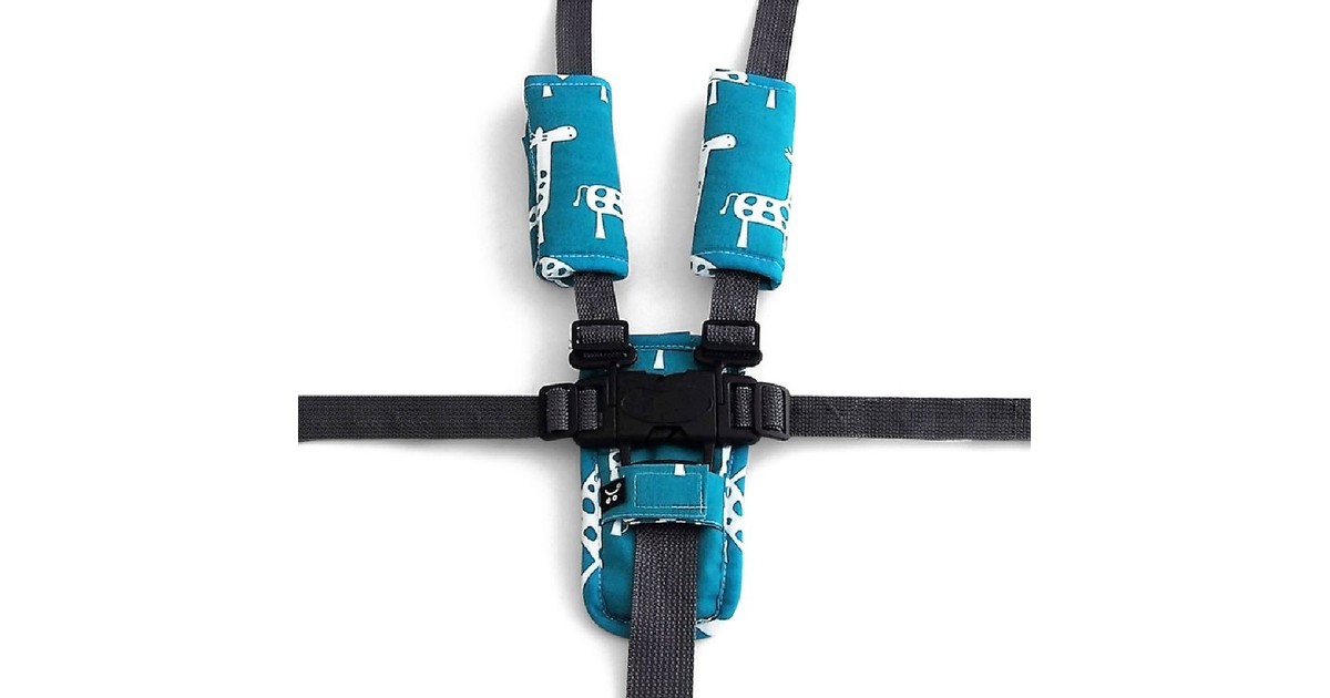Outlook Harness Cover Set Teal Giraffes | Baby Bunting NZ