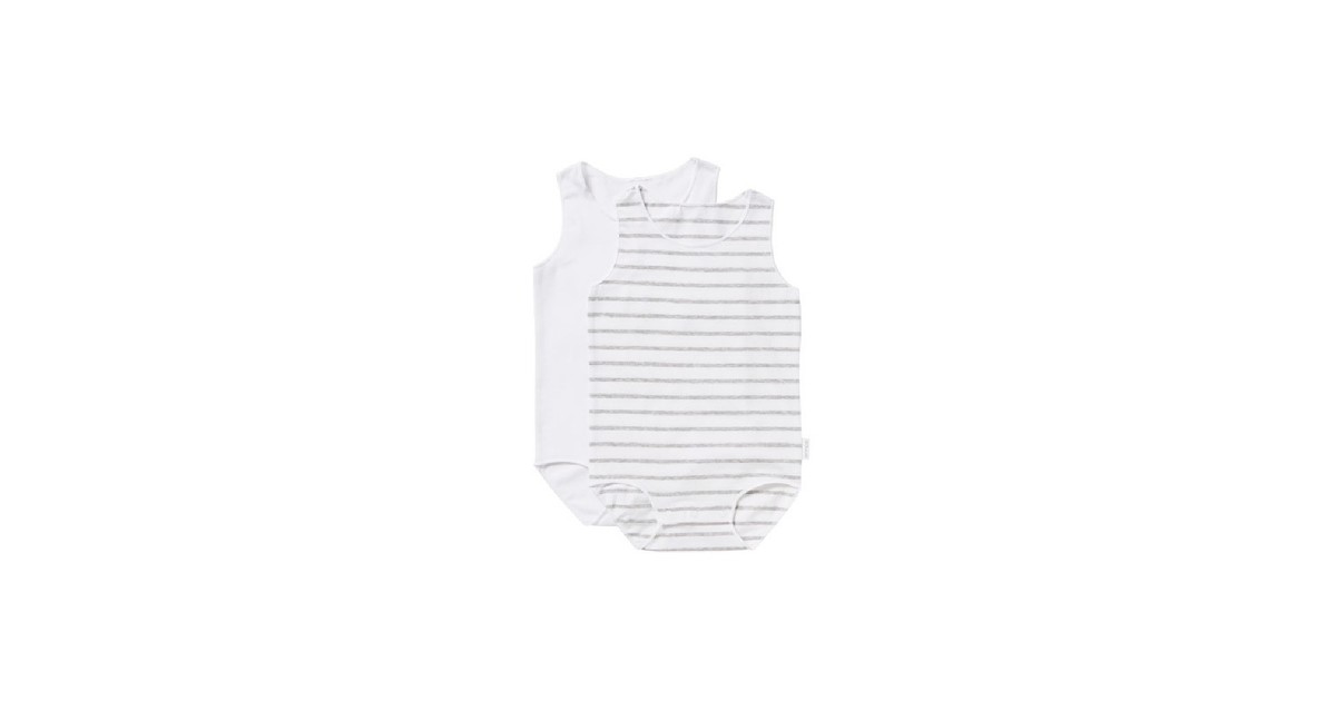 Bonds 2 Pack Wonderbodies Singlet Suit Grey/White | Baby Bunting NZ