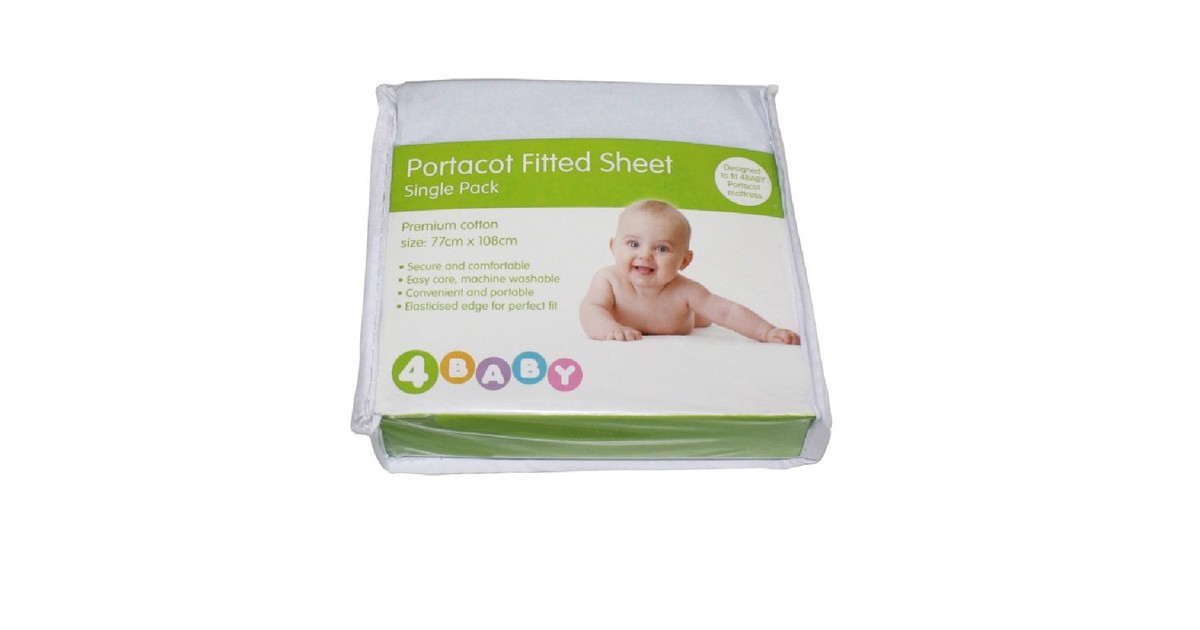 4baby Portacot Fitted Sheet White | Baby Bunting AU