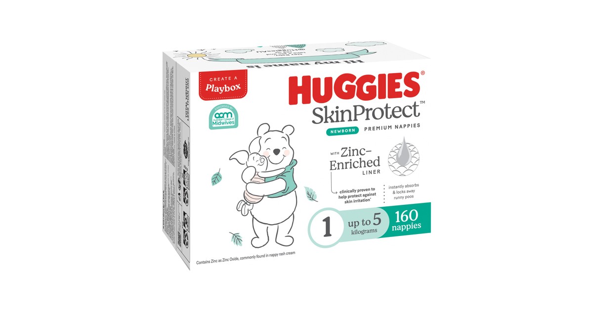 Huggies Nappies Mega Newborn 160 Pack Size 1 | Baby Bunting AU