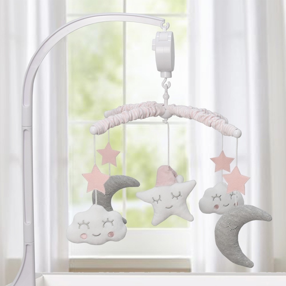 4Baby Musical Mobile Set Moon & Stars Pink | Mobiles | Baby Bunting AU
