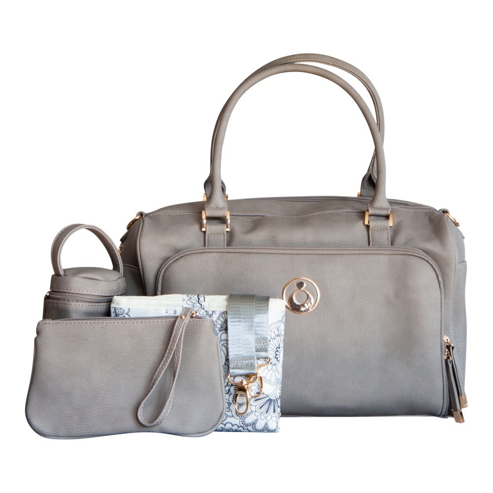 Isoki Double Zip Satchel Nappy Bag Stone Grey Nappy Bags Baby Isoki Double Zip Satchel Nappy Bag Stone Grey Nappy Bags Baby