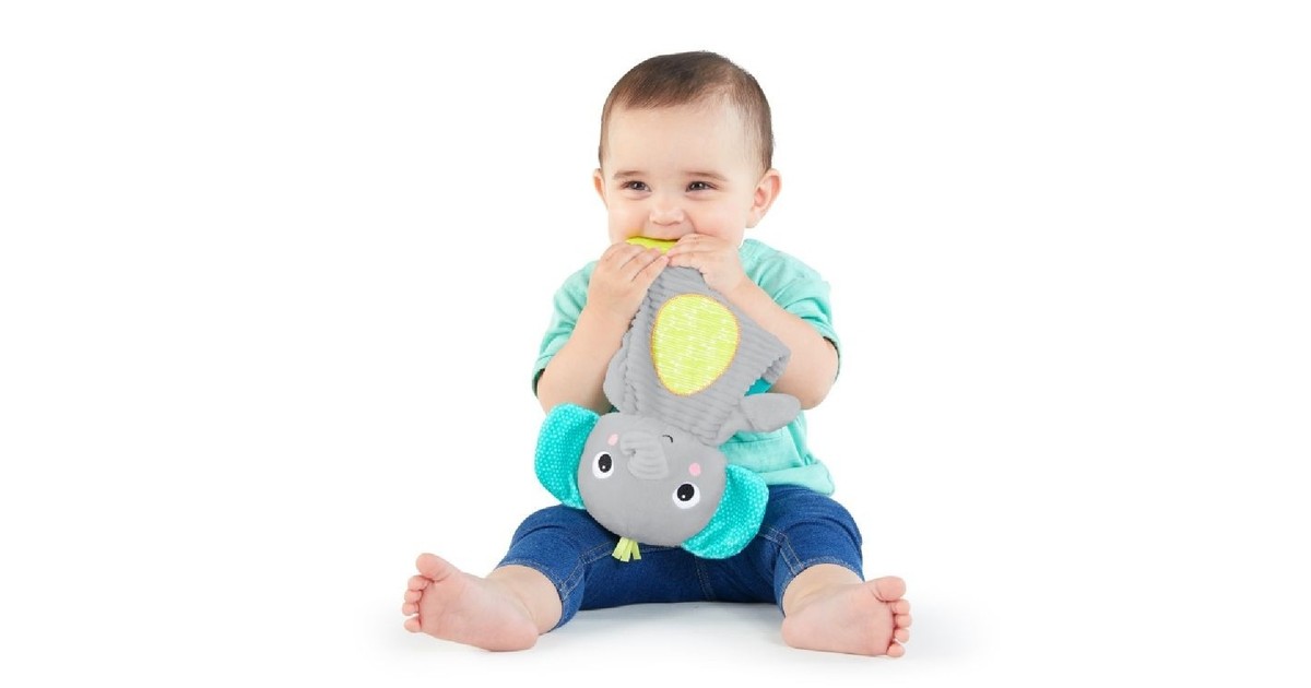 Bright Starts Snuggle & Teethe Plush Teether - Elephant | Baby Bunting NZ