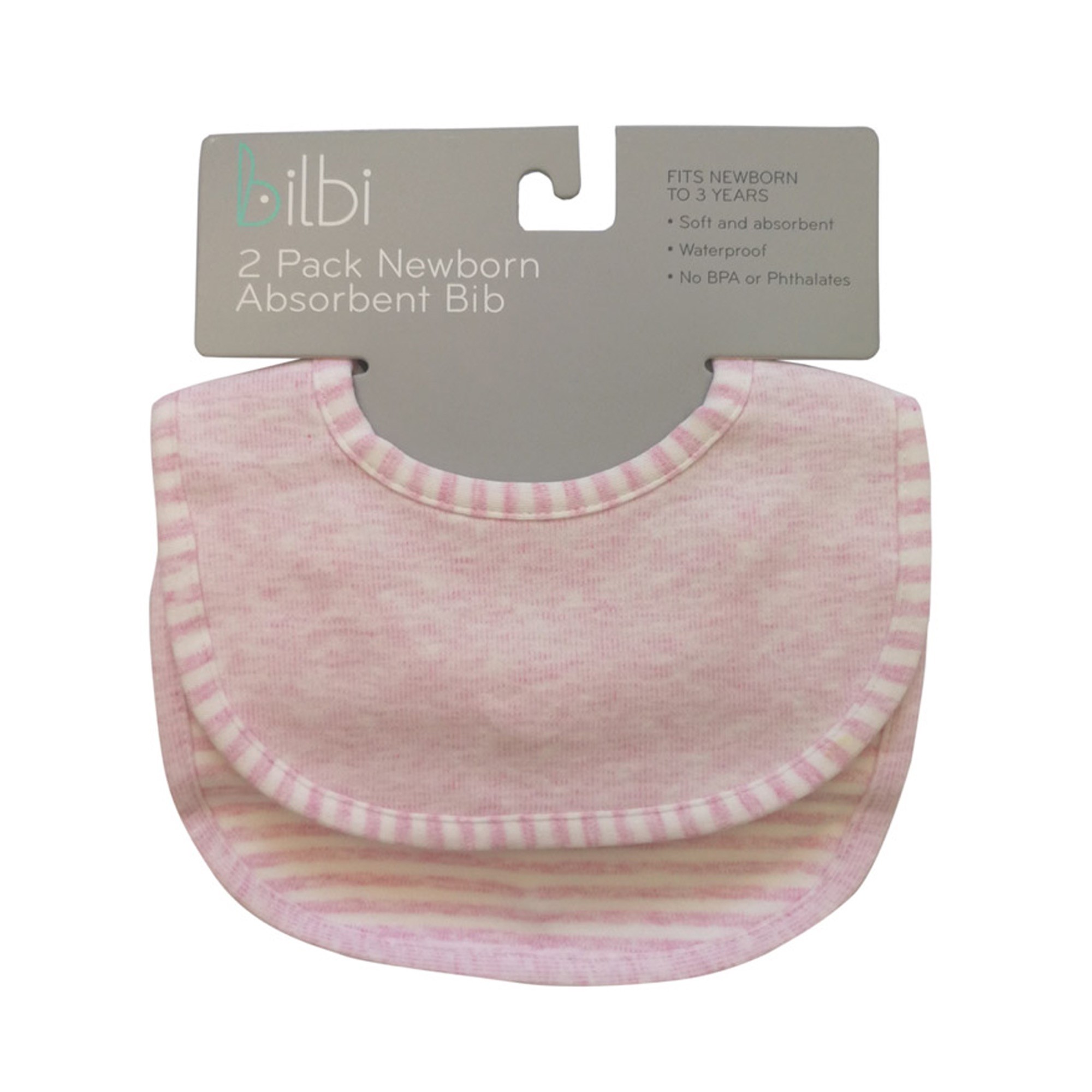 Bilbi Newborn Absorbent Bib - Melange Pink - 2 Pack | Cloth | Baby ...