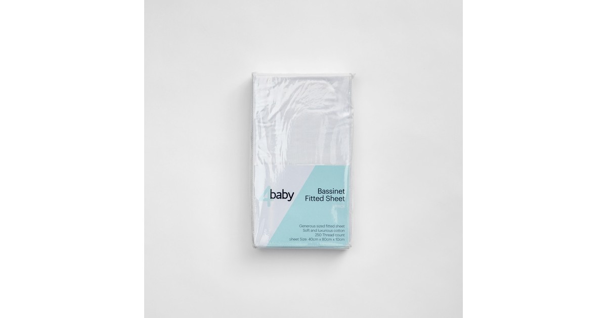 4baby Bassinet Fitted Sheet 2 Pack New White | Baby Bunting NZ