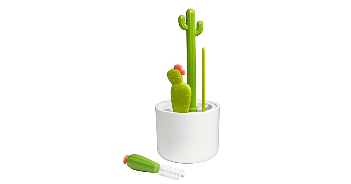 Boon Cacti Bottle Brush Set - White Pot - 4 Pieces | Baby Bunting AU