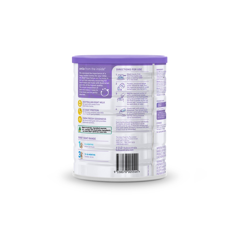 Bubs Formula Goats Stage2 6-12M 800G | Baby Formula | Baby Bunting AU