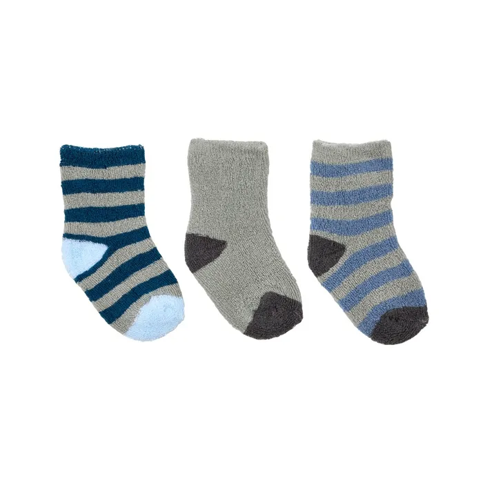 Bilbi 3 Pack Sock Reverse Terry Blue | Baby Bunting NZ