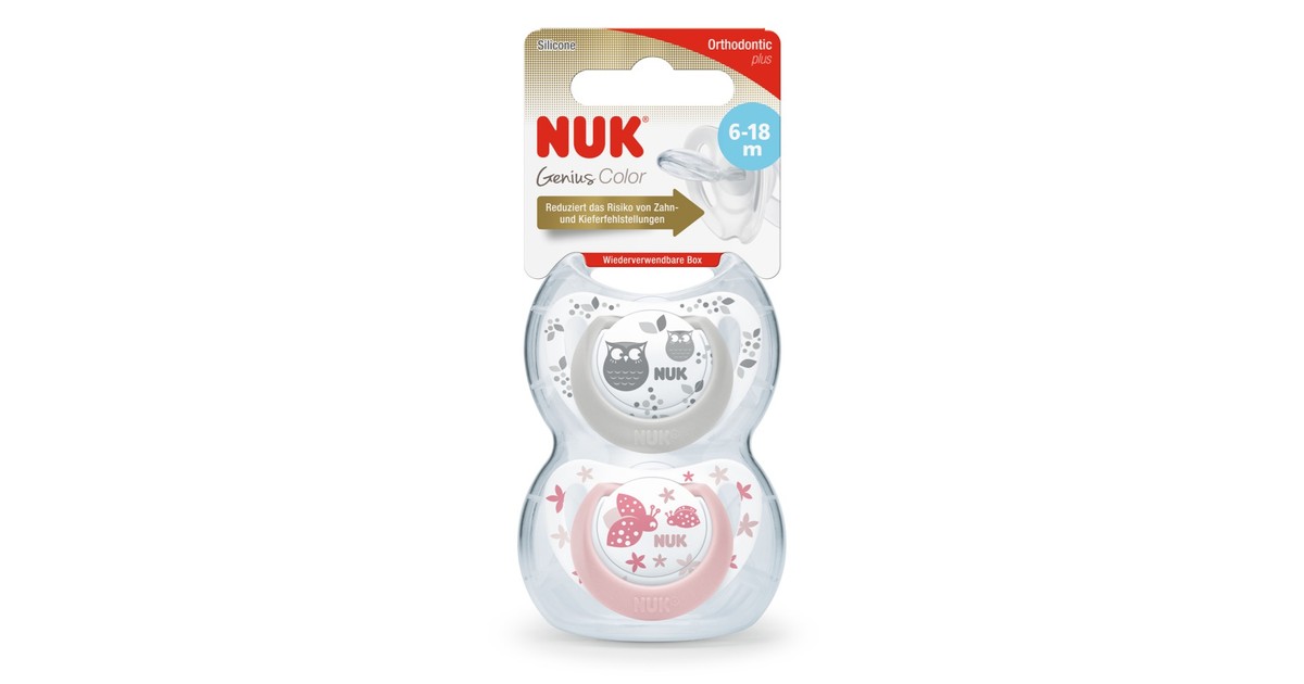 Nuk Soother - Genius - 6-18Months - 2Pack - Assorted | Baby Bunting NZ