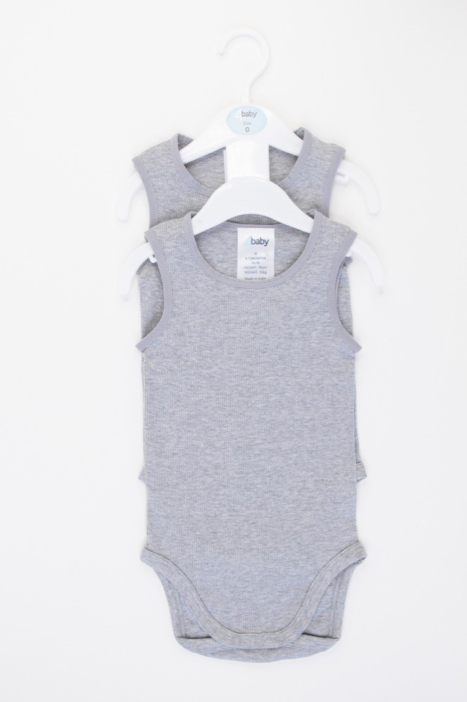 4Baby 2 Pack Singlet Suit Grey | Baby Singlets | Baby Bunting AU