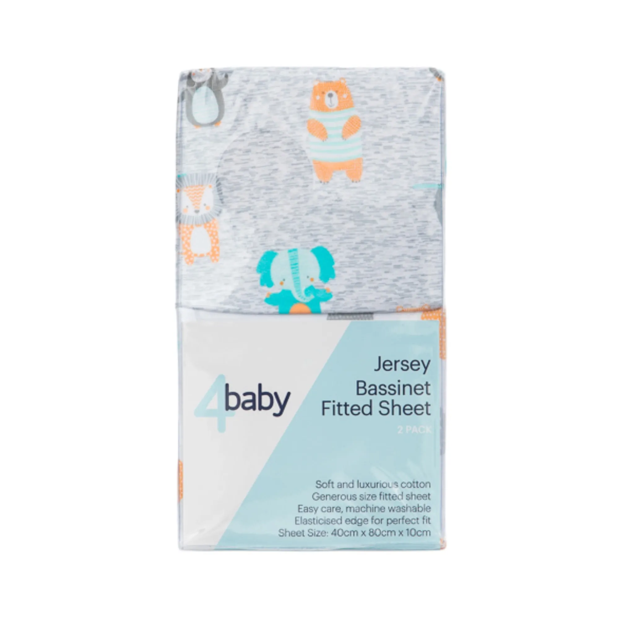 4baby Jersey Bassinet Fitted Sheet 2 Pack Little Friends | Baby Bunting NZ