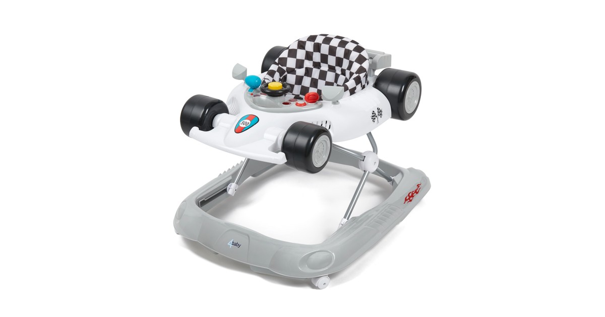4baby Racing Car Walker White | Baby Bunting NZ
