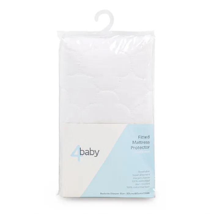 4baby Quilted Bedside Sleeper Mattress Protector White | Baby Bunting AU