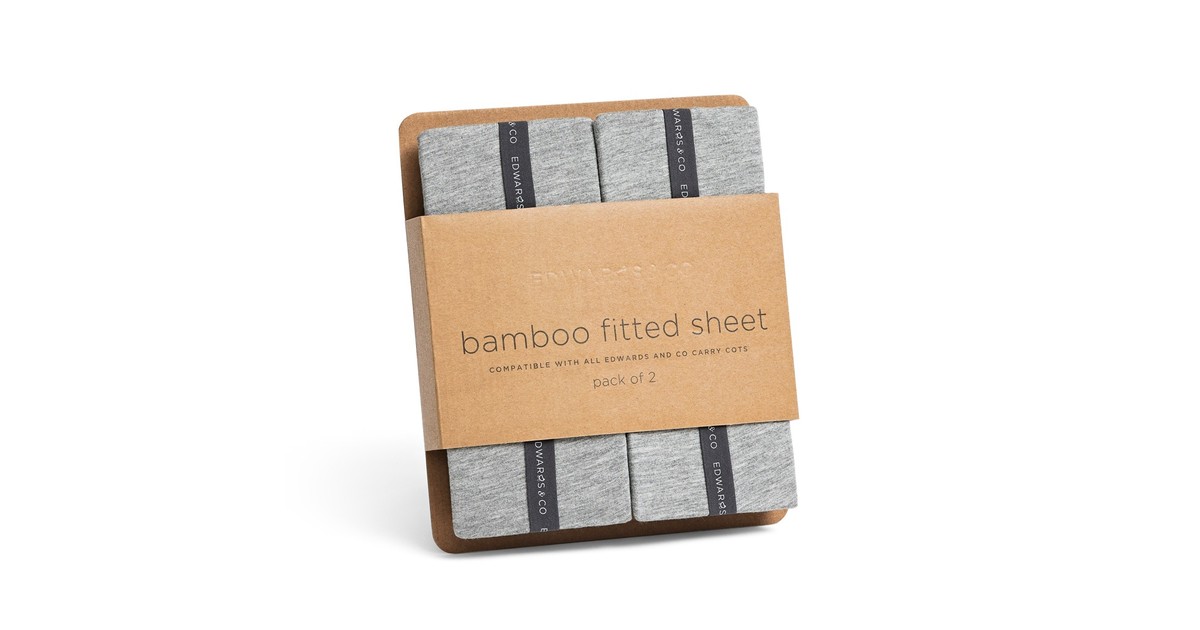 Edwards & Co Carry Cot Fitted Sheets 2 Pack Grey Marle | Baby Bunting NZ