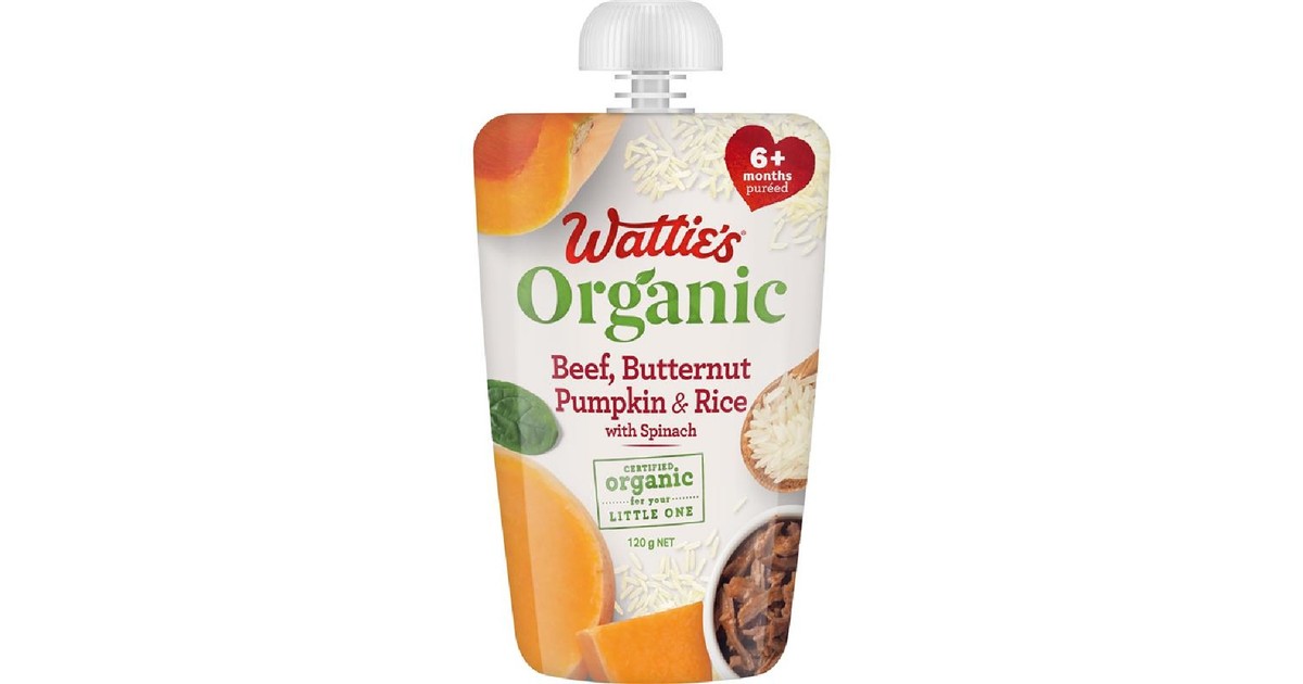 Watties Organic Beef Butternut & Rice With Spinach 120G | Baby Bunting NZ