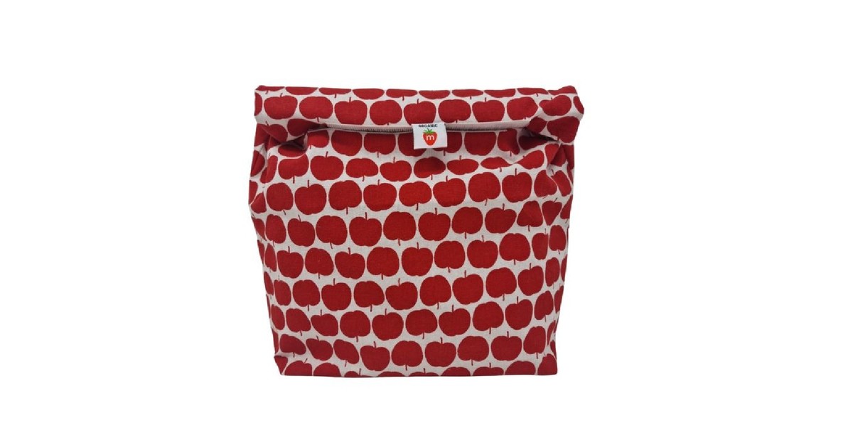 Munch Eco Cotton Roll Down Bag Nz Made Red Apples | Baby Bunting NZ