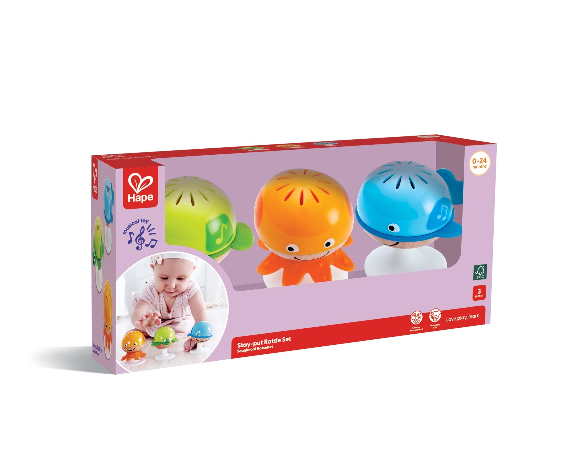 Hape Stay-Put Rattle Set | Interactive Toys | Baby Bunting NZ