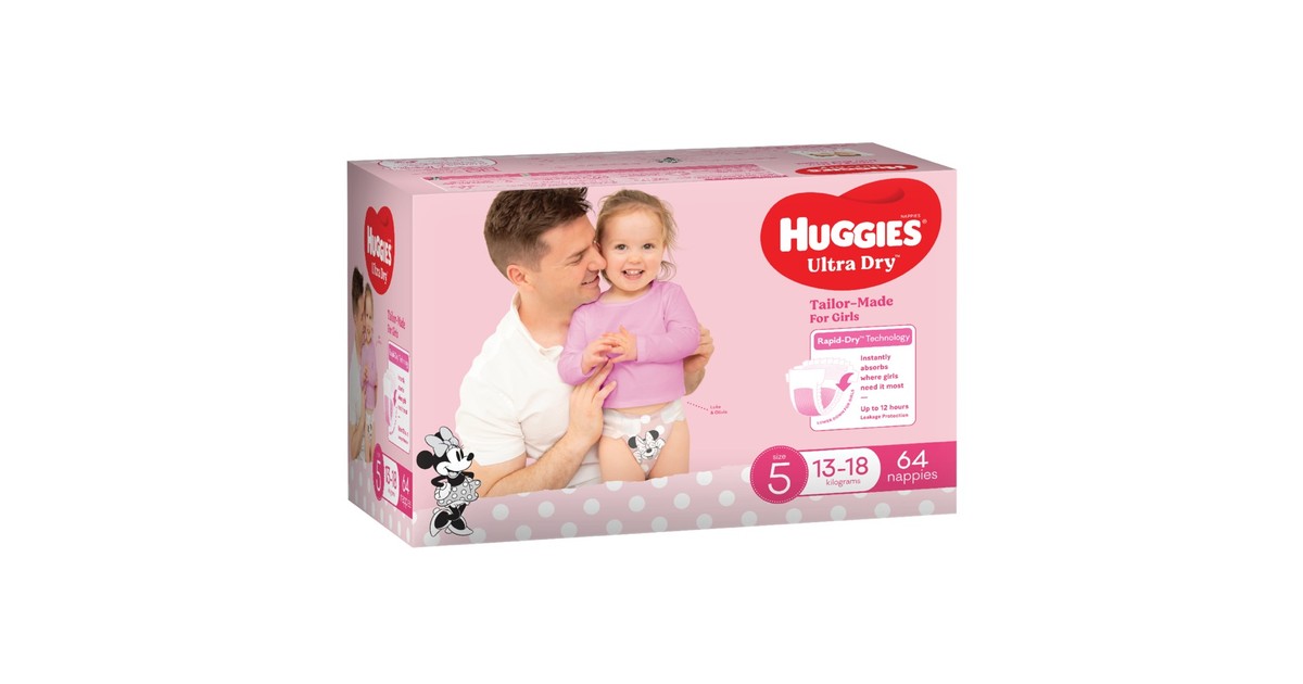 Huggies Nappies Jumbo Walker Girl 64 Pack | Baby Bunting NZ