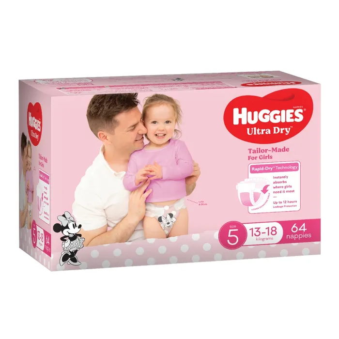 Huggies Nappies Jumbo Walker Girl 64 Pack | Baby Bunting NZ