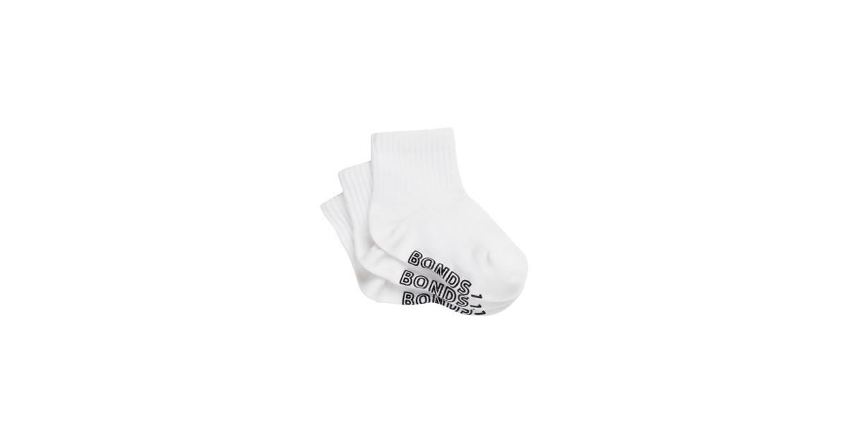 Bonds Sock Logo 3 Pack White | Baby Bunting AU