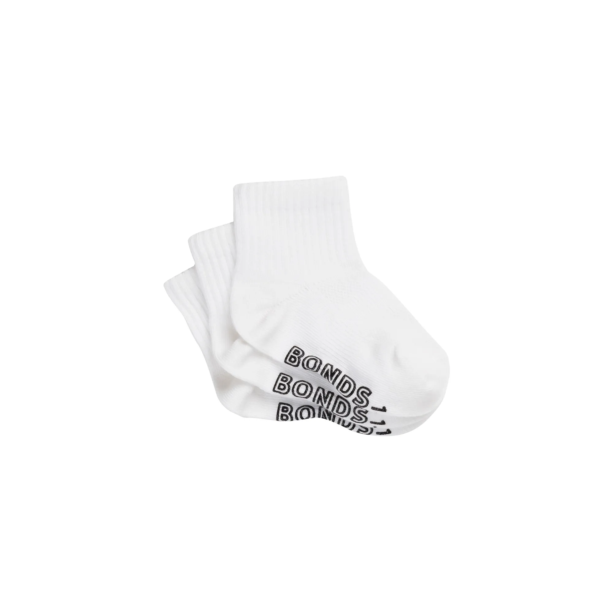 Bonds Sock Logo 3 Pack White | Baby Bunting NZ