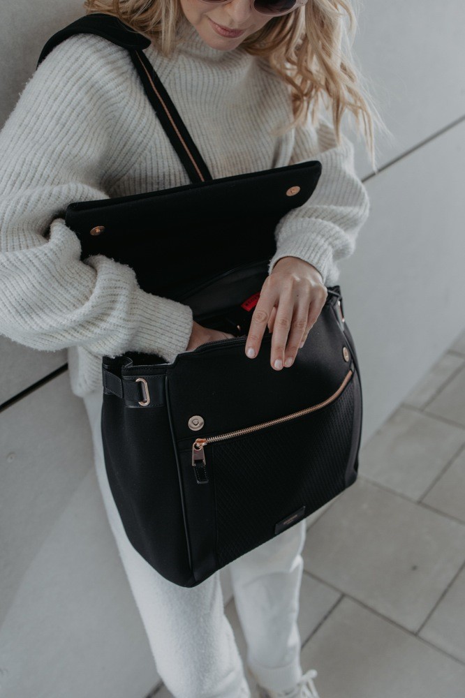 Storksak St James Nappy Bag - Scuba Black | Nappy Bags | Baby Bunting AU