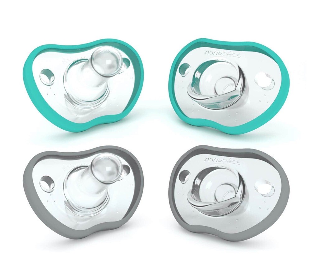 Nanobebe Flexy Pacifier 0-3M 4Pk Grey / Teal | Soothers | Baby Bunting AU