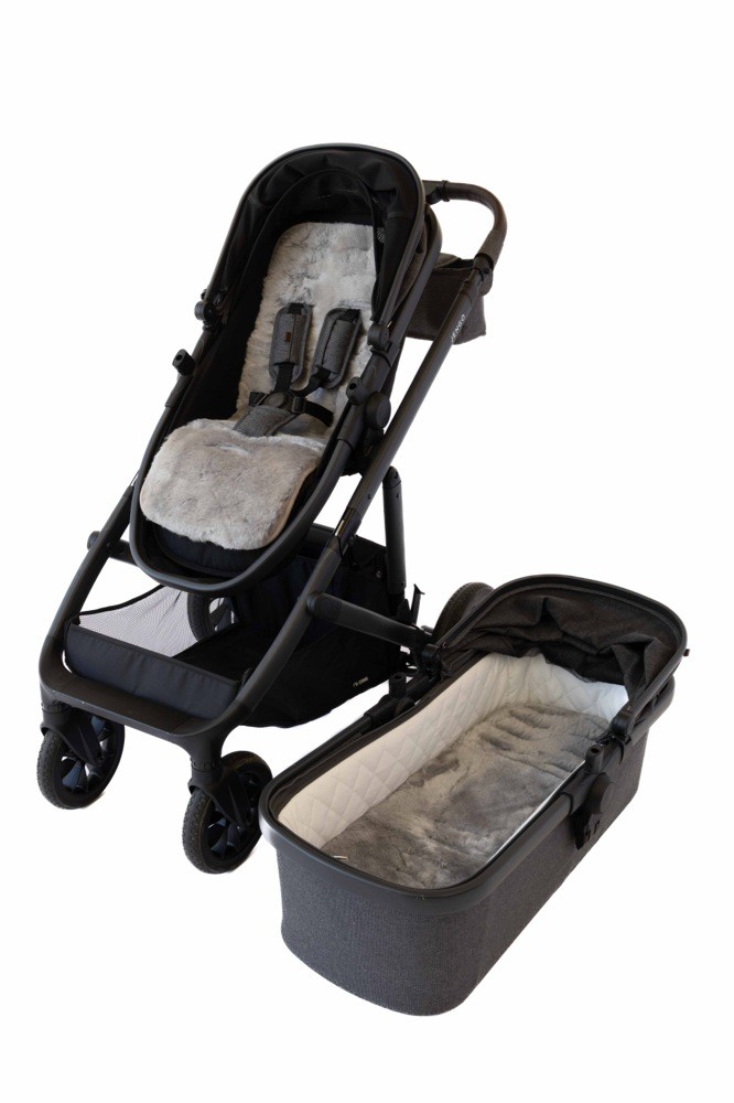 Jengo Sheepskin Pram Liner Short Wool Grey | Liners | Baby Bunting AU