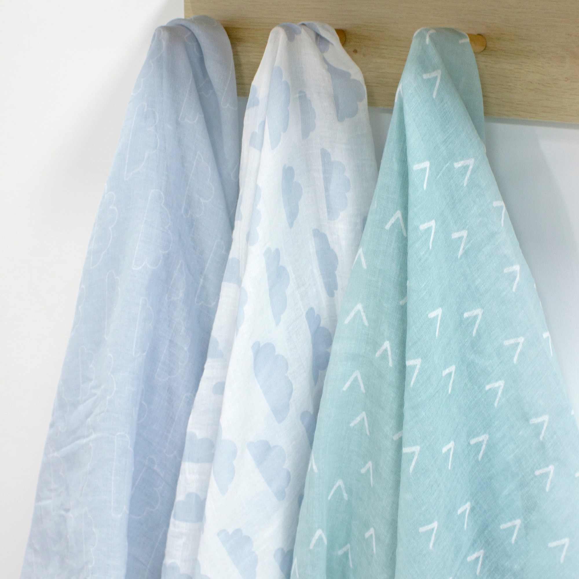 Bubba Nordic Muslin Wrap Sky/Mint 3 Pack | Wraps | Baby Bunting AU