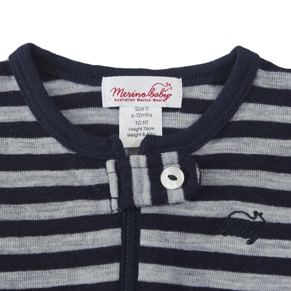 Merino Baby Coverall Stripe | Baby Onesies | Baby Bunting AU