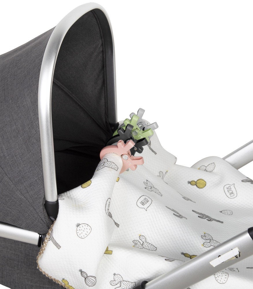 Jengo Pram Clips 4PK- Black / Slate | Trays & Attachments | Baby Bunting AU