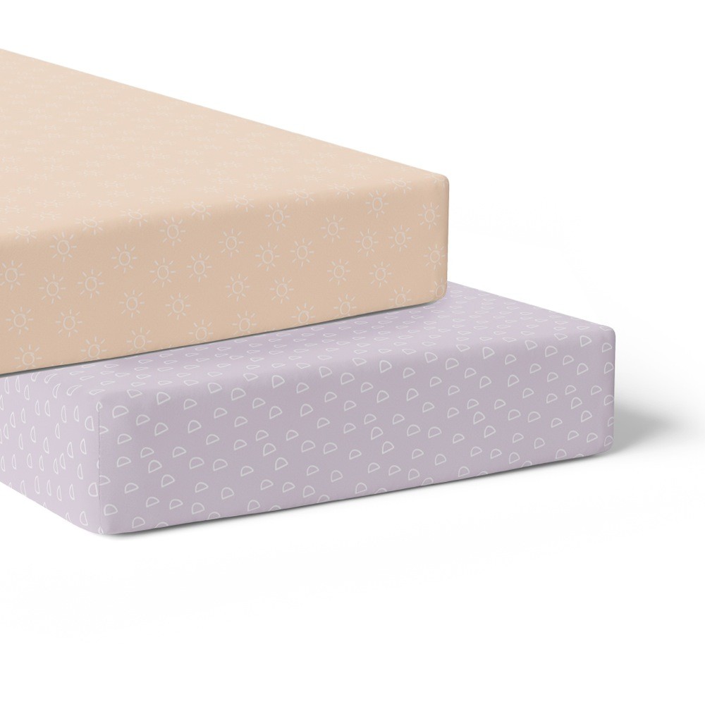 Bubba Nordic 2 Pack Jersey Cot Fitted Sheet Peach/Lilac | Baby Bunting AU