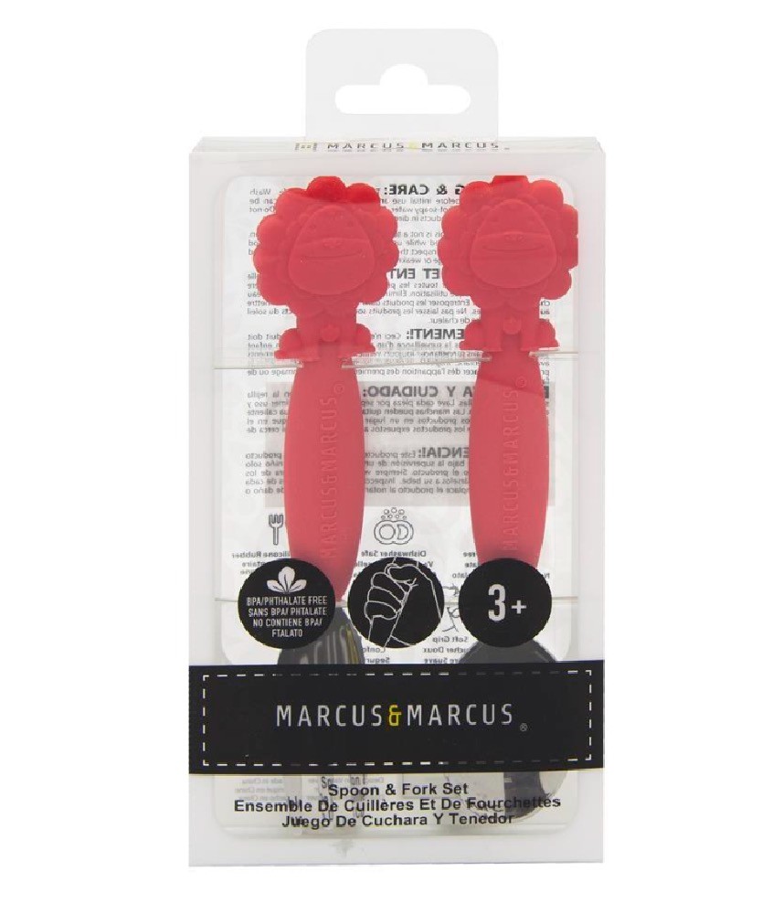 Marcus & Marcus Easy Grip Spoon & Fork Red | Baby and Toddler Cutlery ...