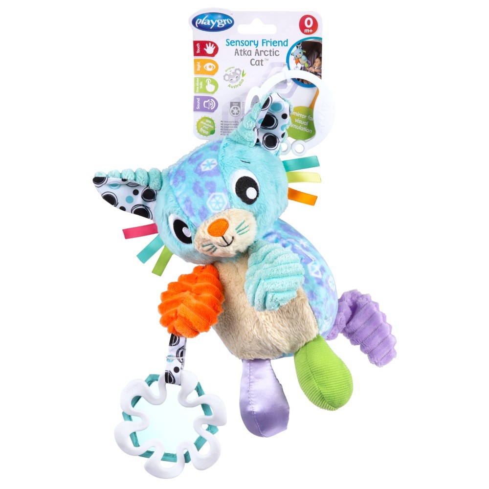 Playgro Sensory Friend Atka Artic Cat | Interactive Toys | Baby Bunting NZ