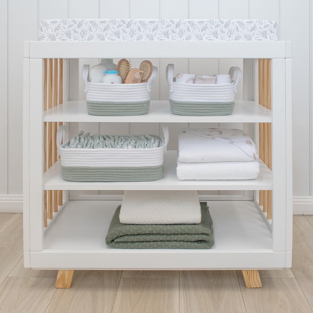Living Textiles Cotton Rope Storage Set Sage/White 3 Piece | Storage ...