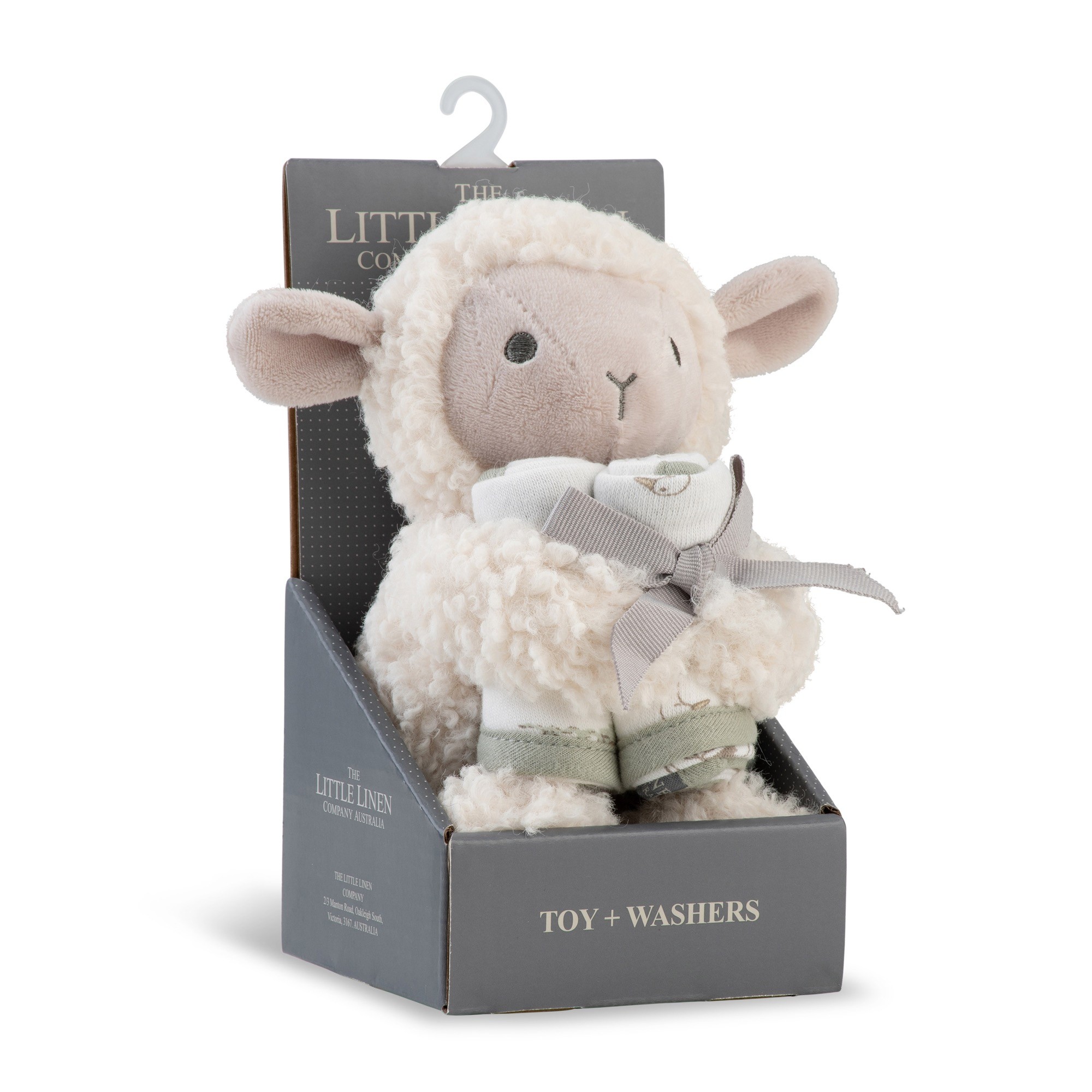 The Little Linen Co. Plush Toy And Washers Farmyard Lamb | Face Washers ...