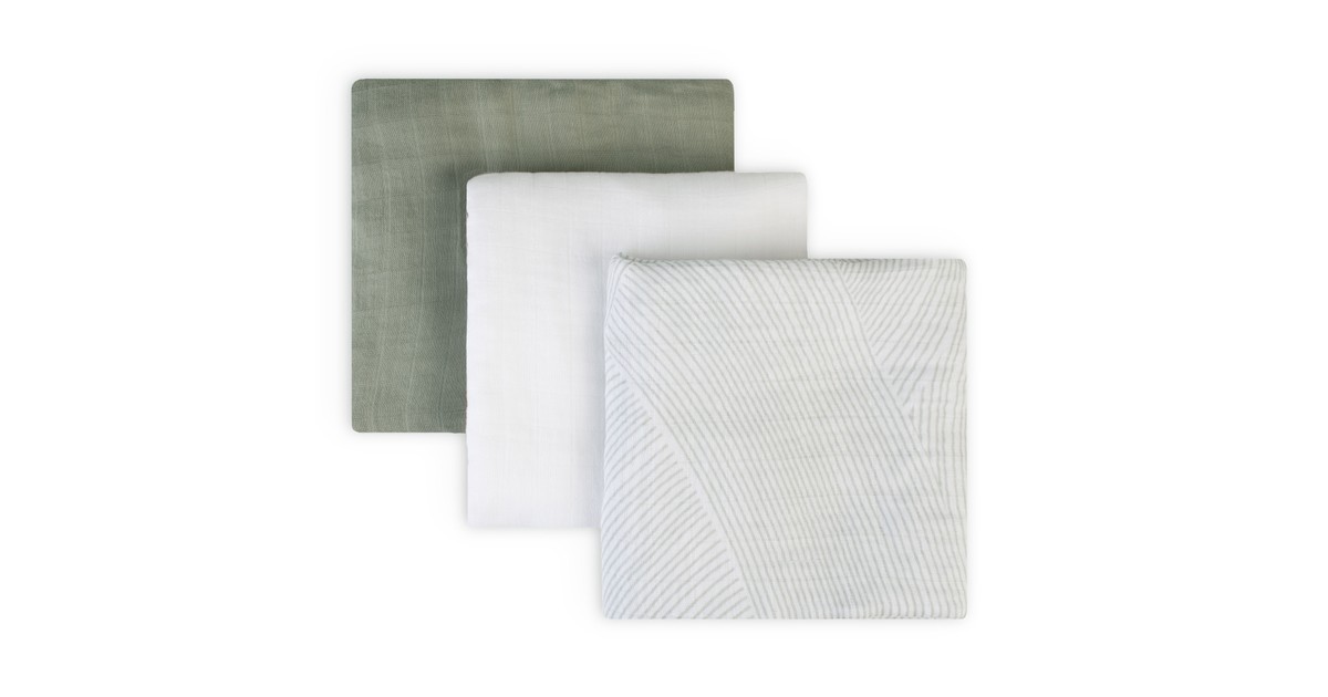 Little Bamboo Muslin Wraps 3 Pack Bayleaf | Baby Bunting AU