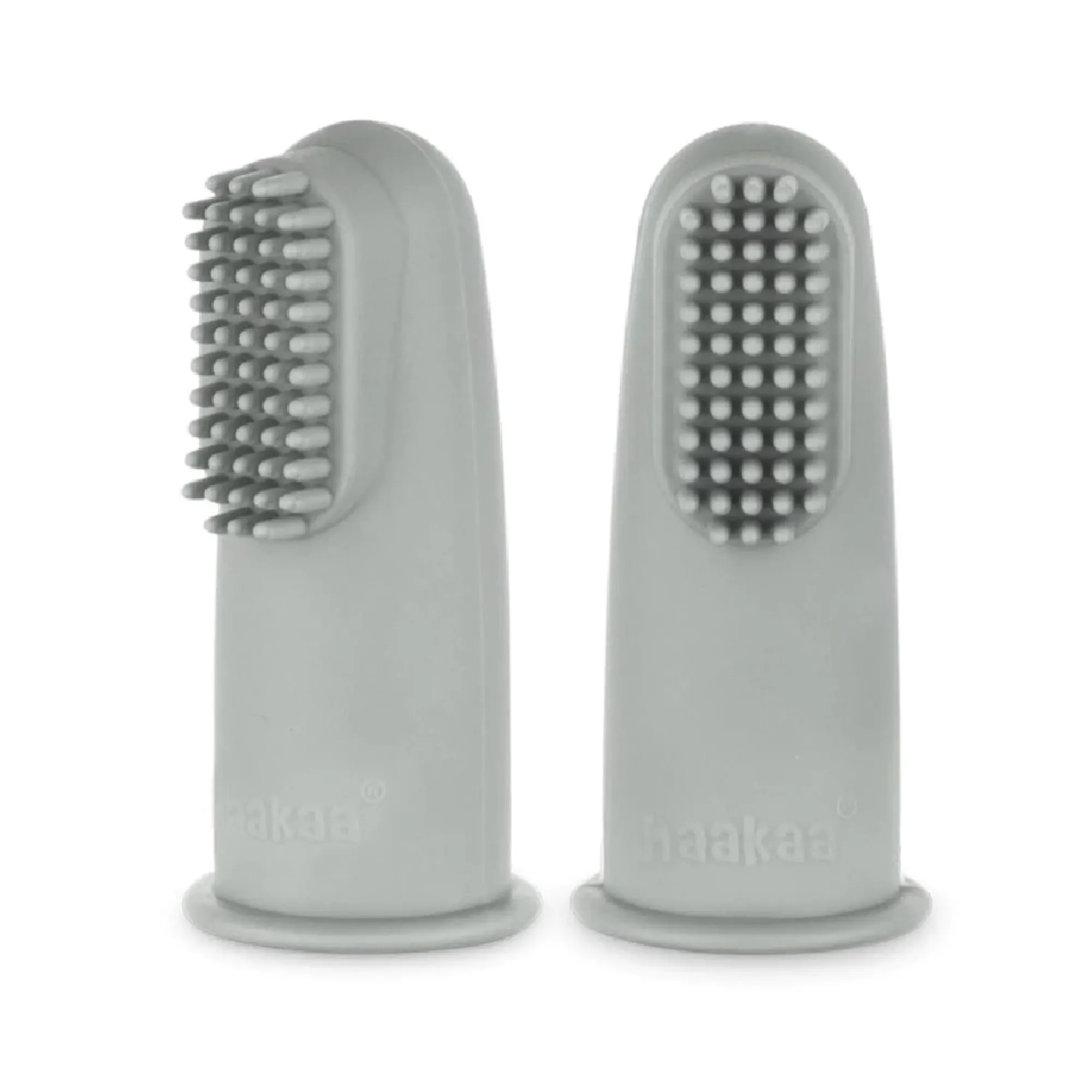 Haakaa Textured SIlicone Finger Toothbrush Grey | Baby Bunting AU