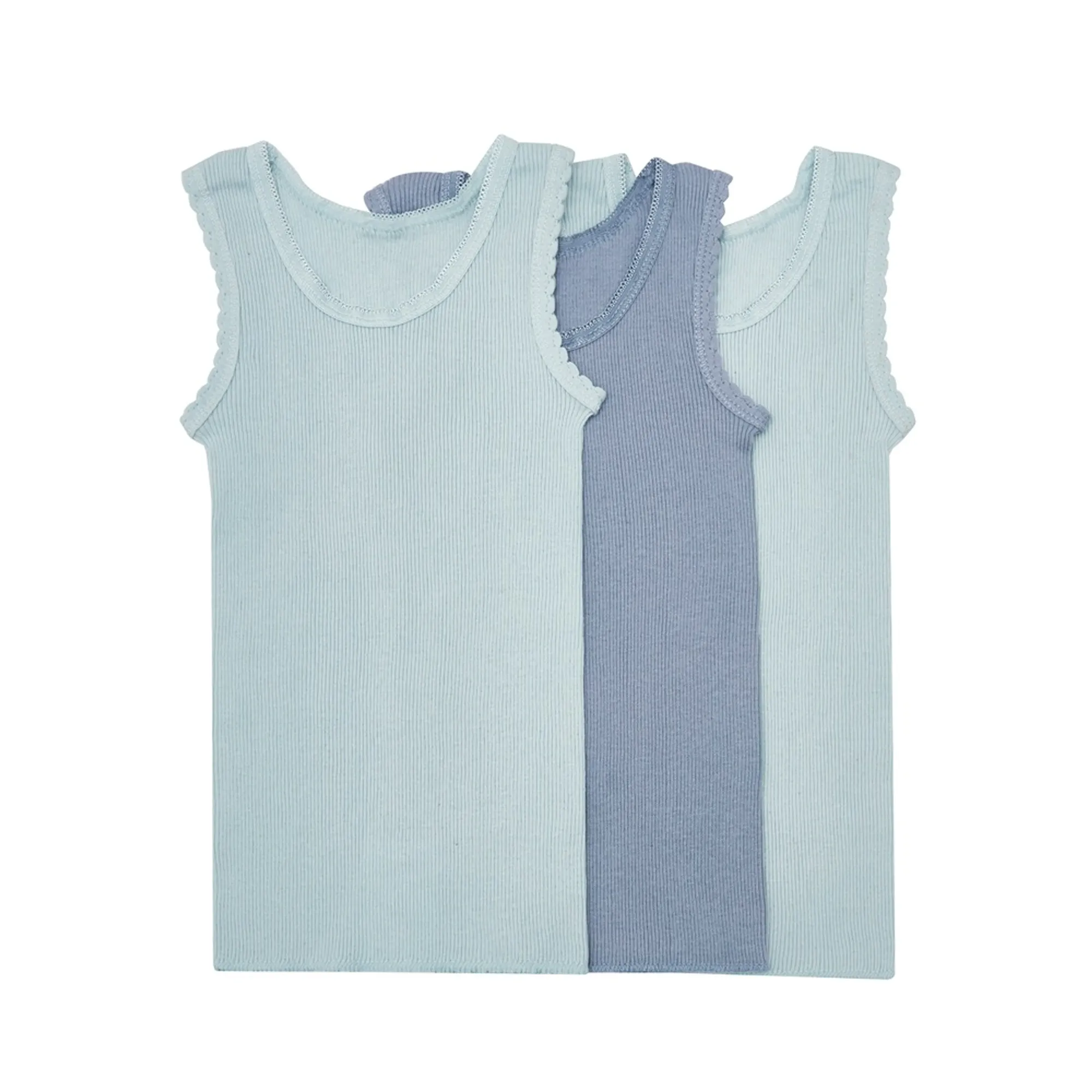 4Baby 3 Pack Singlet Cotton Blue | Baby Bunting AU