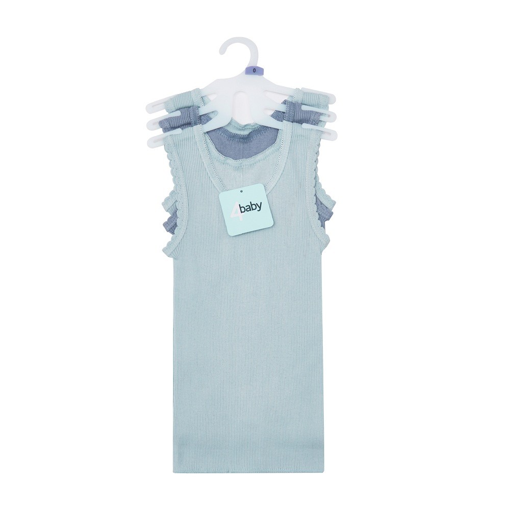 4Baby 3 Pack Singlet Cotton Blue | New Arrivals 2 | Baby Bunting AU