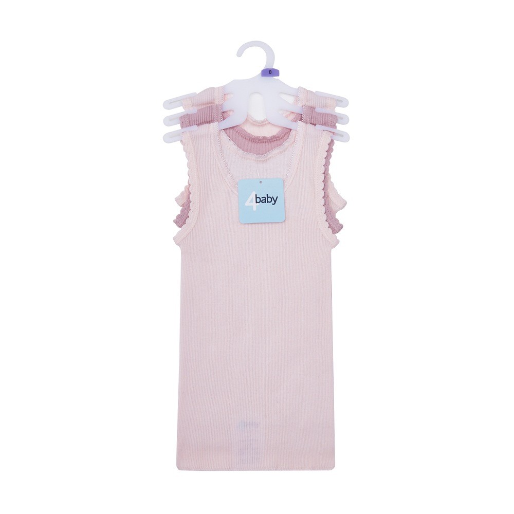 4Baby 3 Pack Singlet Cotton Pink | New Arrivals 2 | Baby Bunting AU