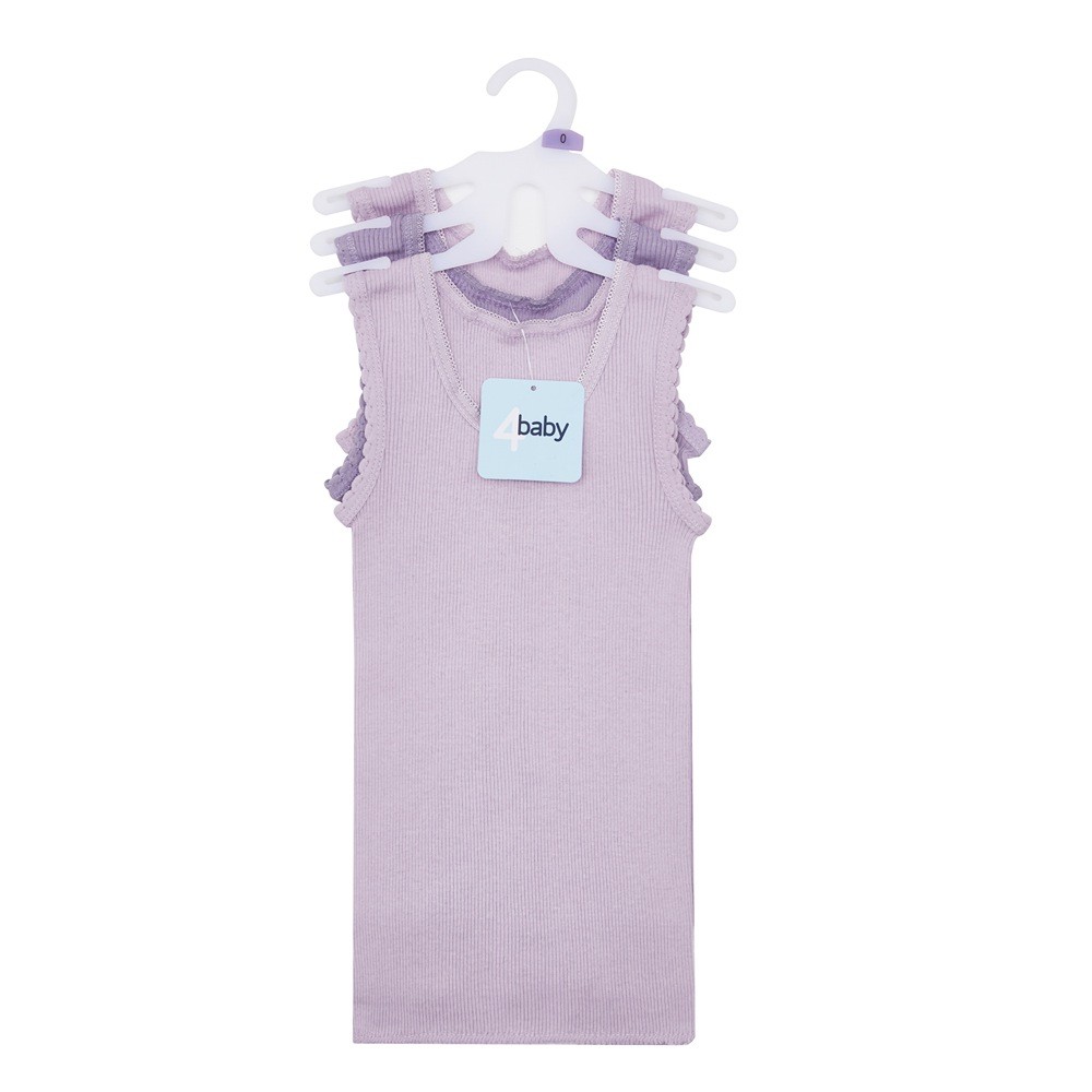 4Baby 3 Pack Singlet Cotton Lilac | Baby Singlets | Baby Bunting AU