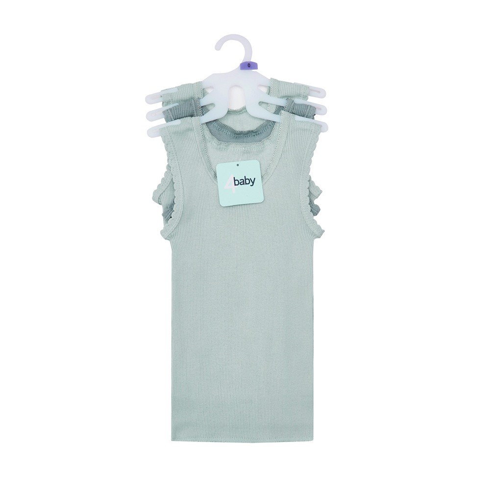 4Baby 3 Pack Singlet Cotton Green | Baby Singlets | Baby Bunting AU