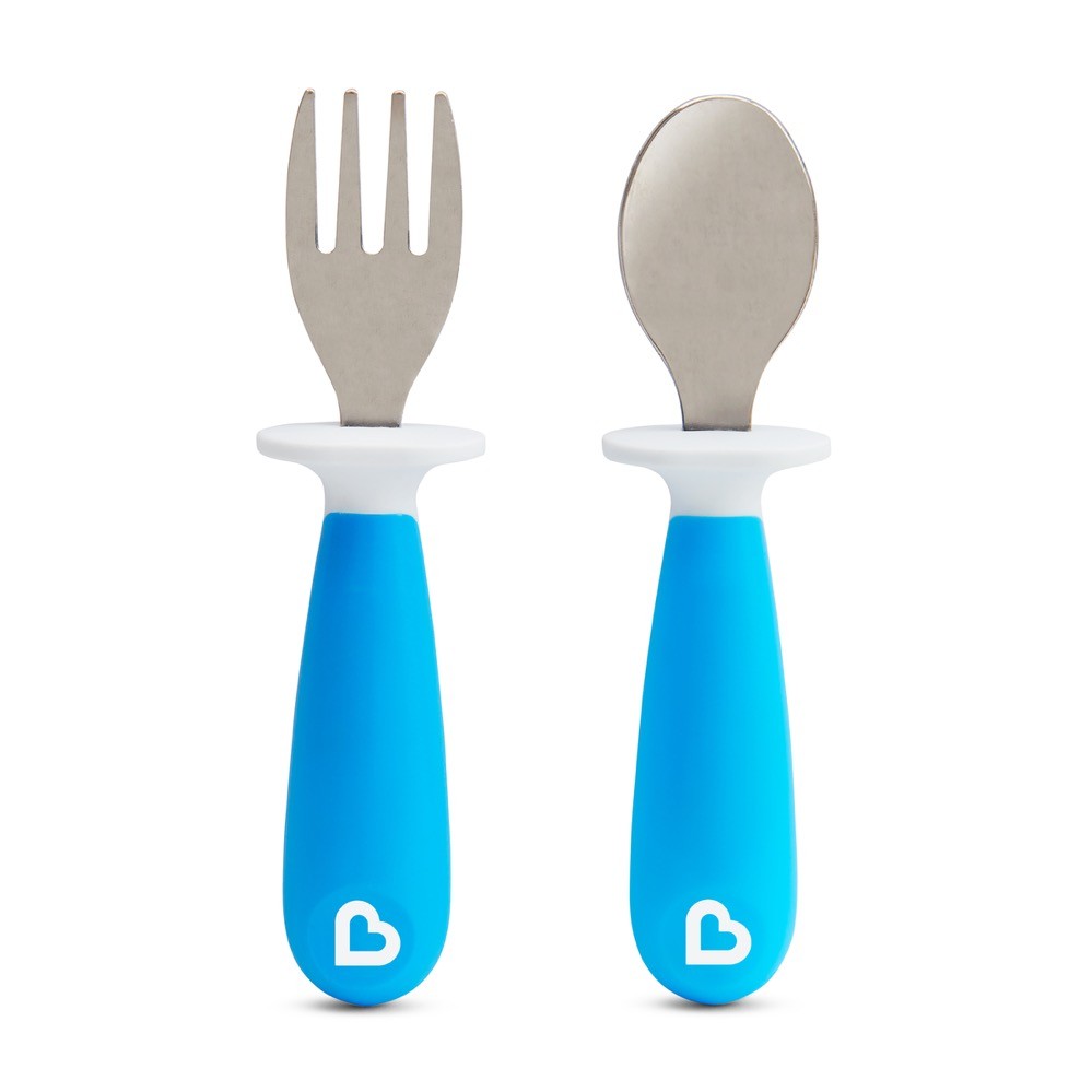Munchkin Raise Toddler Fork Spoon Blue Baby and Toddler Cutlery Baby Bunting AU