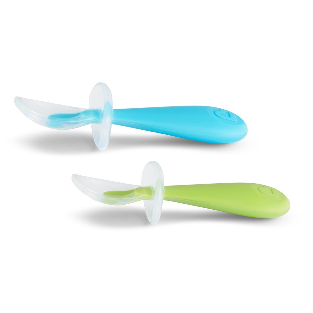 Munchkin Gentle Scoop Silicone Training Spoons Blue Green | Baby and ...