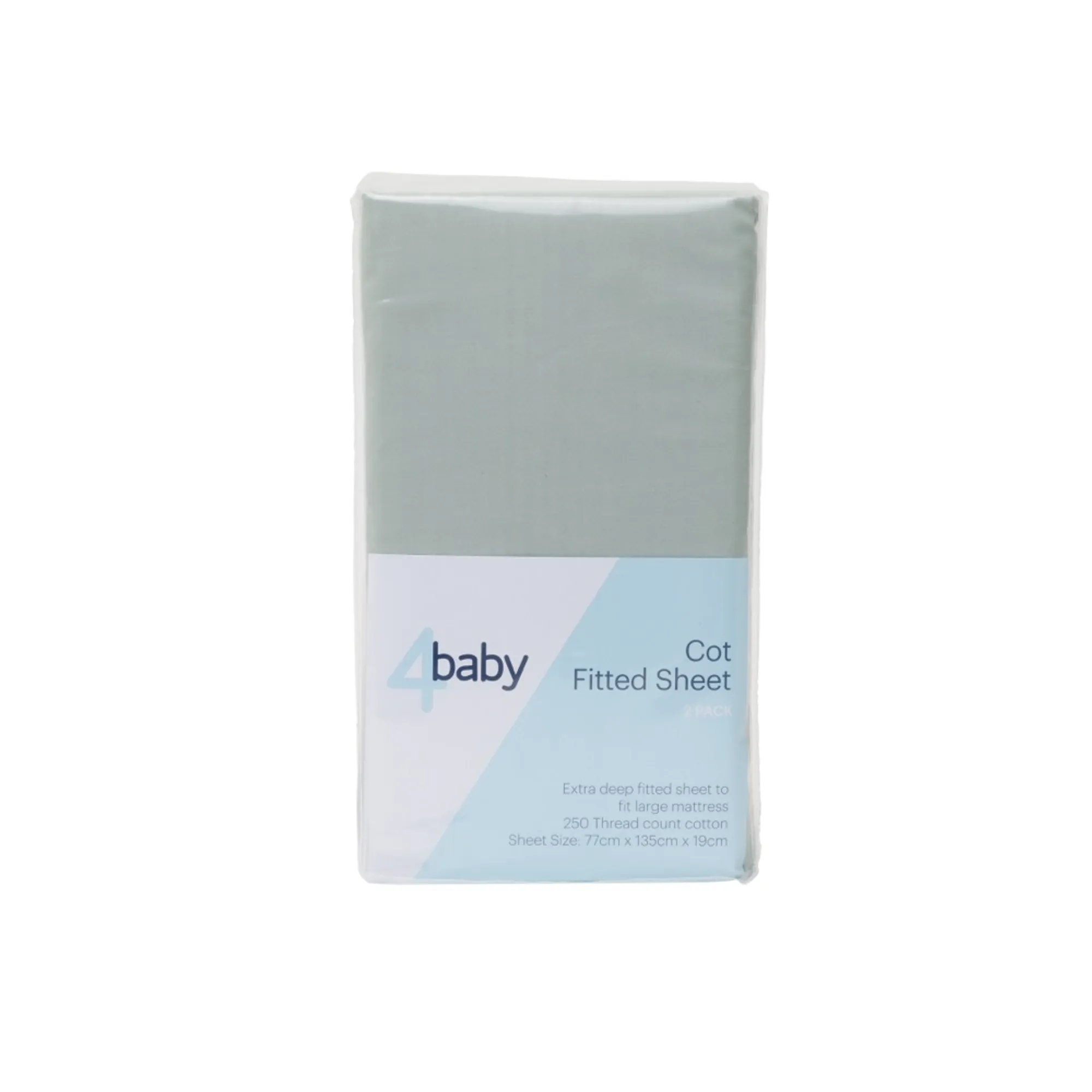 4baby Percale Cot Fitted Sheet 2 Pack Sage | Baby Bunting AU