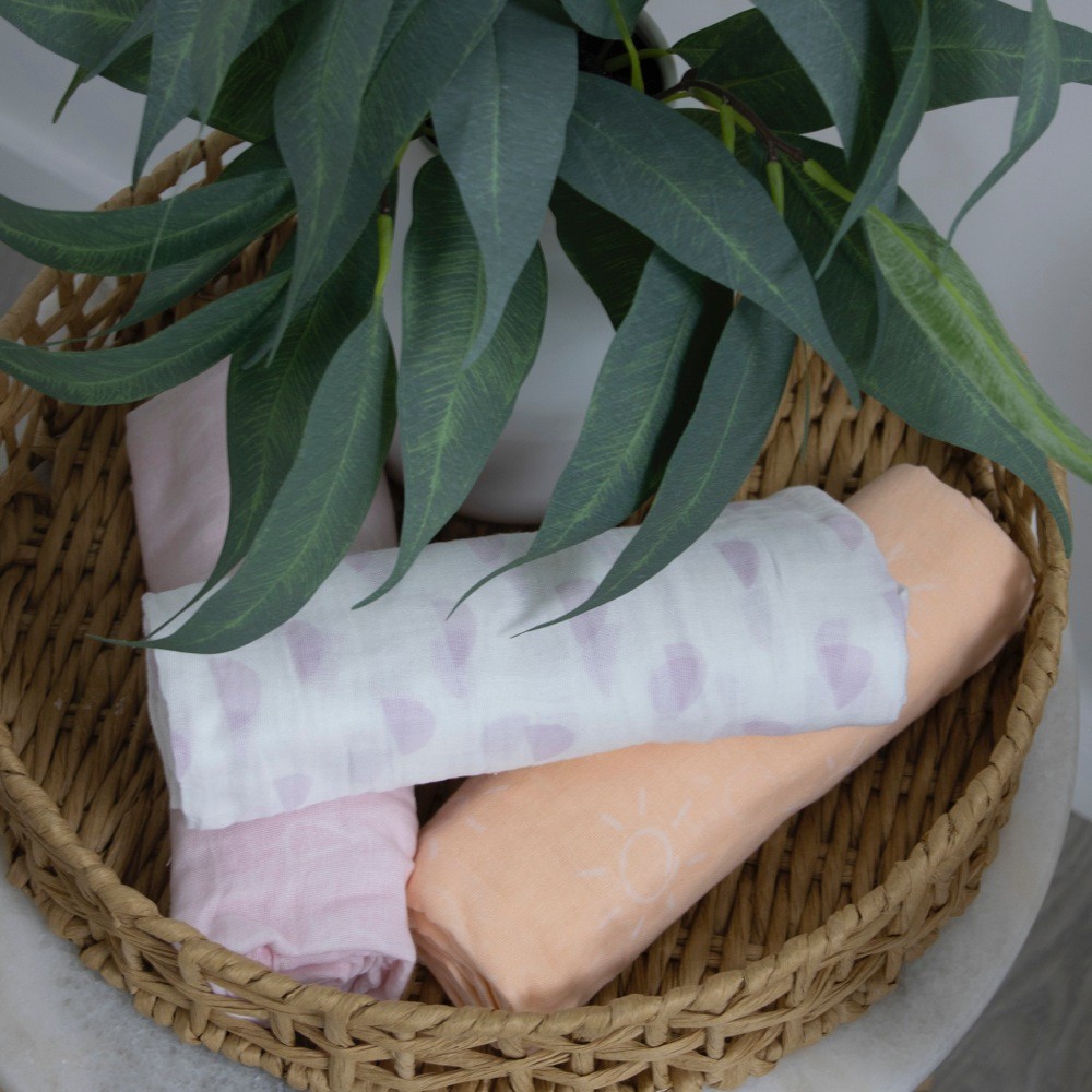 Bubba Blue Nordic Muslin Swaddle Wrap Peach/Lilac Size 3 Pack | Wraps ...