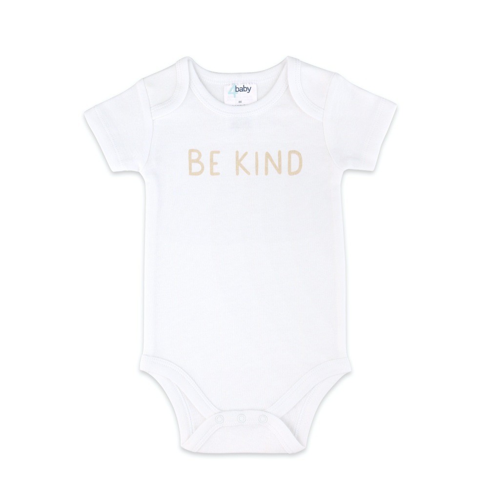 4Baby Bodysuit Short Sleeve Be Kind White | Bodysuits | Baby Bunting NZ