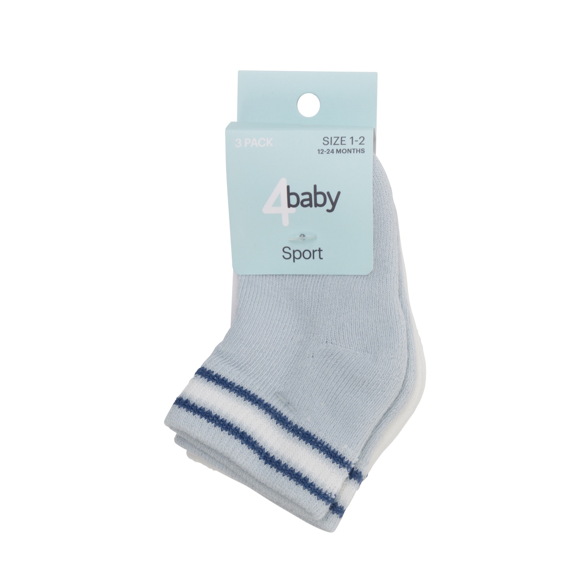 4Baby 3 Pack Terry Sport Sock Blue | Baby Socks | Baby Bunting AU